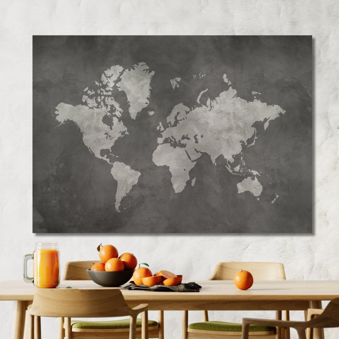 Cuadro Mapa Del Mundo En Estilo Industrial Con Fondo Oscuro Y Textura ...